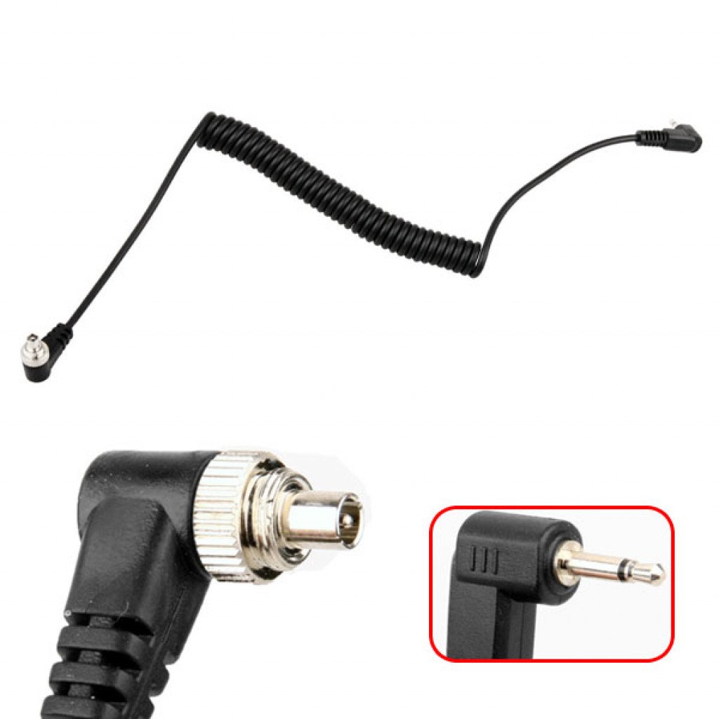 Flash PC Sync Cord PC to Male 2.5mm Screw Lock for Speedlite 580EX SB ...